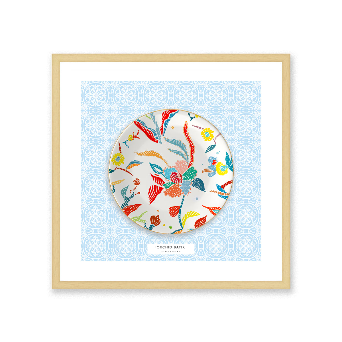 'ORCHID BATIK' Framed Plate | Corporate Gifts | Onlewo — Onlewo Pte Ltd