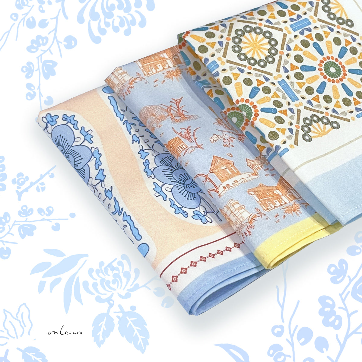 ‘SINGAPORE JOY’ Cotton Pocket Square (Set Of 3) — Onlewo Pte Ltd
