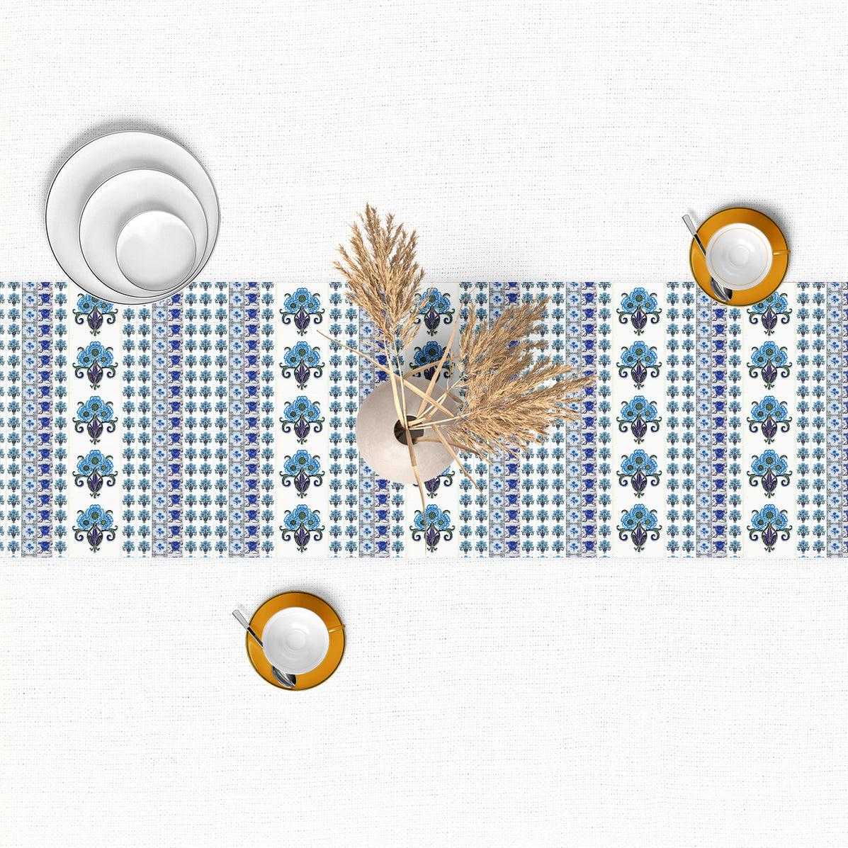 ‘PERANAKAN FLORAL TILE’ Table Runner — Onlewo Pte Ltd