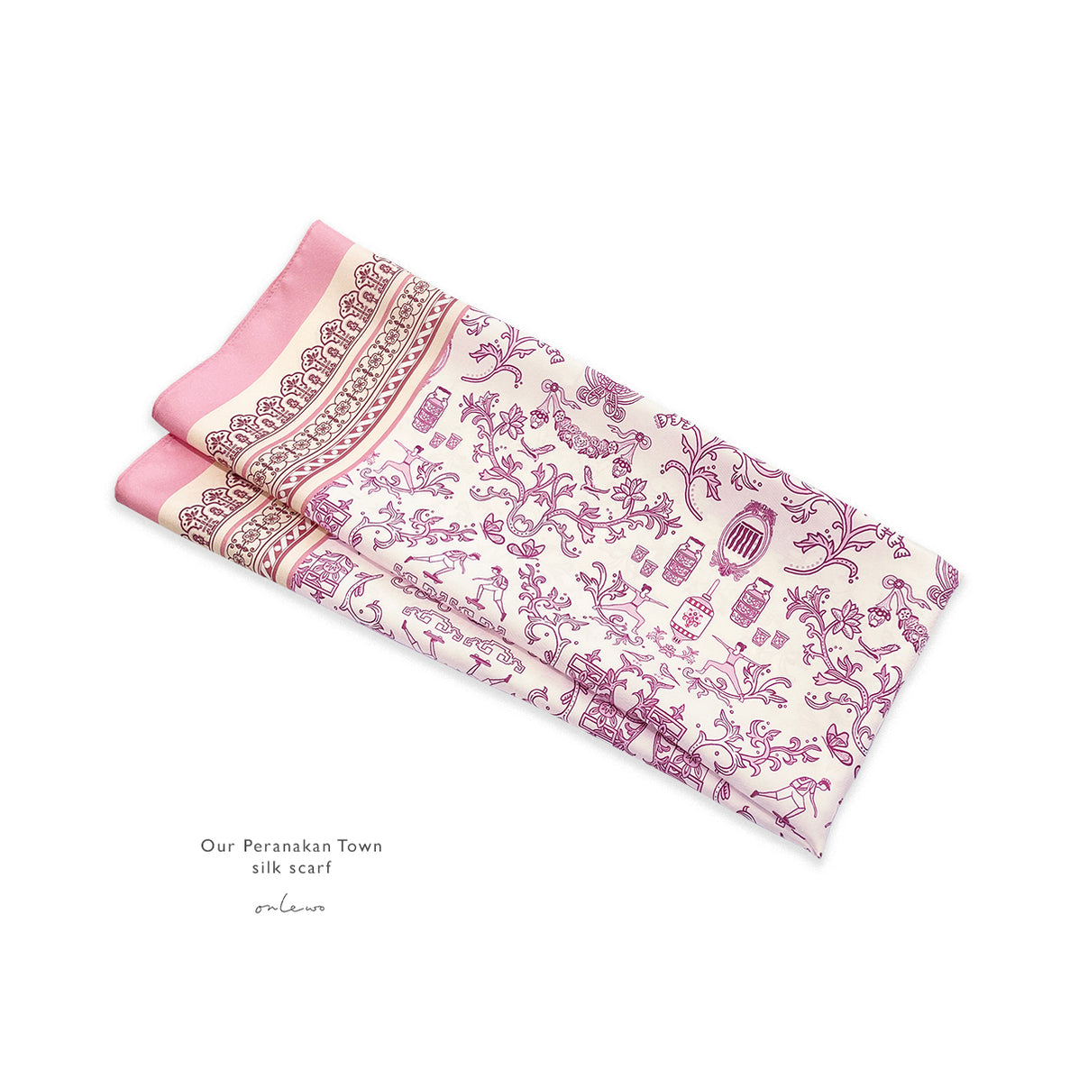 ‘OUR PERANAKAN TOWN' Silk Scarf | Peranakan Inspired Gifts | Onlewo ...